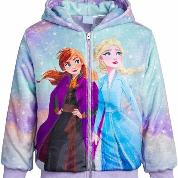 Disney | Jackets & Coats | Disney Frozen Kids Plush Hoodie Jacket Girls ...